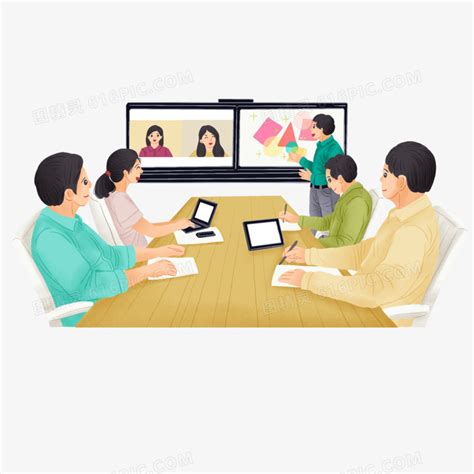 手绘视频会议场景元素图片免费下载 PNG素材 编号vd9ip09wr 图精灵