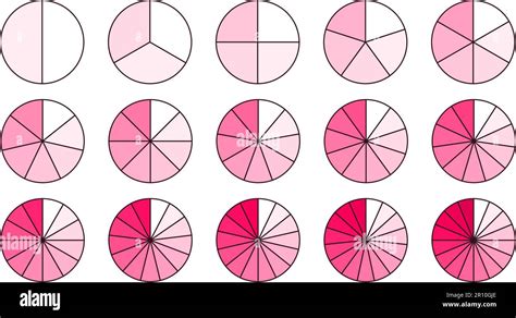 Circle Segments Collection Shades Of Red Pink Color Pie Diagrams Set