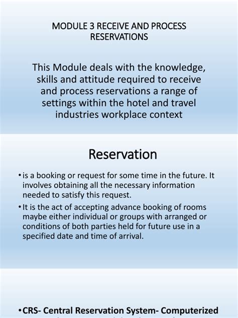 Module 3 Receive And Process Reservation Pdf Cheque Payments