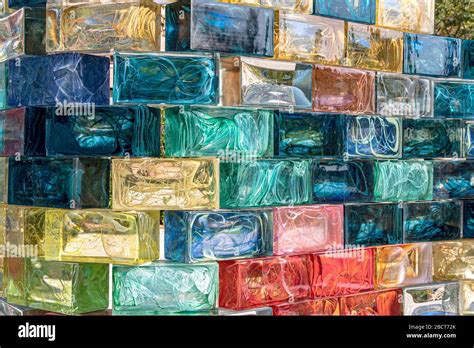A Curved Wall Of Coloured Glass Blocks Created By Pae White Named
