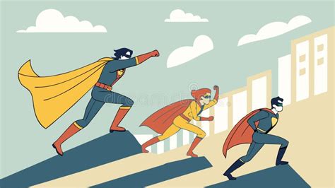 Superheroes Running Team Of Heroes Action And Comic Book Style