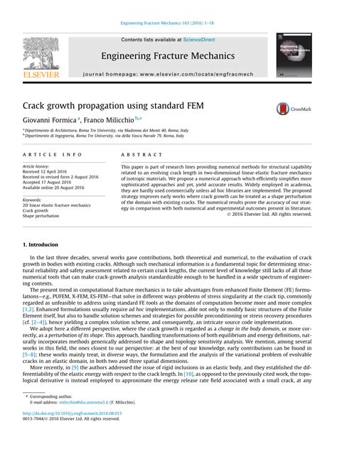Pdf A ϑ Method Based Numerical Simulation Of Crack Growth In