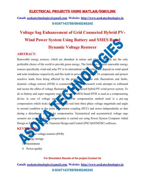 voltage sag enhancement of grid connected hybrid pv wind power system