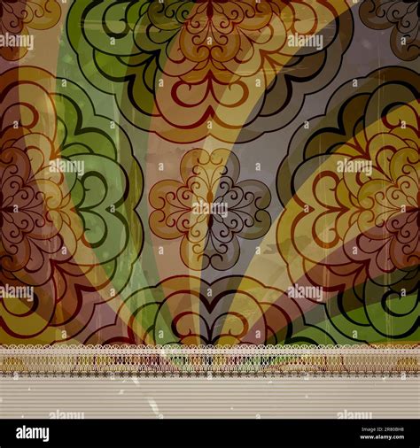 Vector Spring Retro Seamless Floral Pattern On Abstract Background With Grungy Blots Old Paper