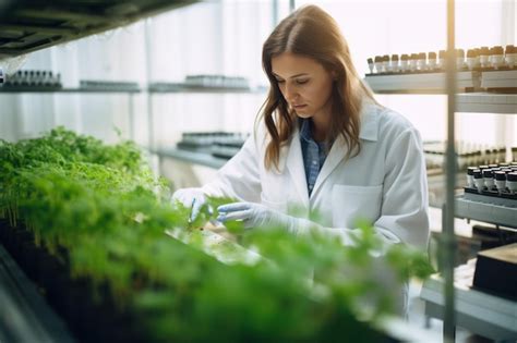 Premium Ai Image Lab Scientist Explores Inventive Sustainable Farming
