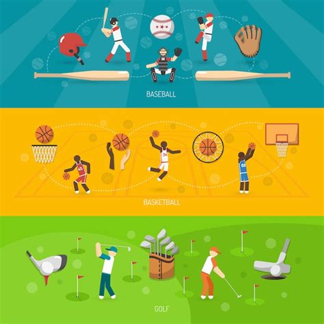 Banner Deportivo Conjunto Horizontal Vector Gratis