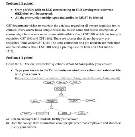 Solved Create An Erd Diagram With Erdplus Problem 1 6 Points Only