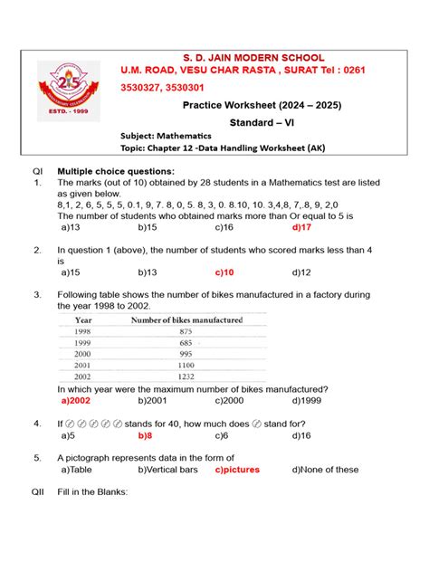 Data Handling Grade 6 Answer Key Pdf Graph Theory