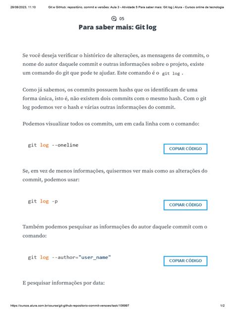 Git E Github Repositório Commit E Versões Aula 3 Atividade 5 Para