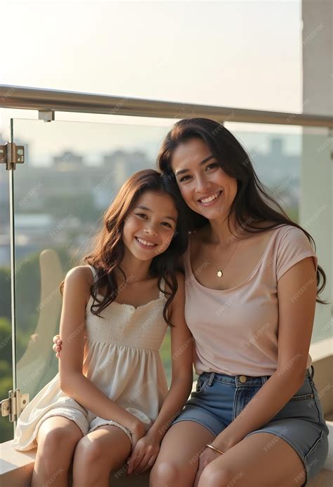 Mother And Daughter Smiling Together Premium Ai Generated Image