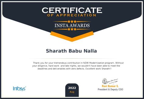 Sharath Babu Nalla On Linkedin Infosys Insta Awards