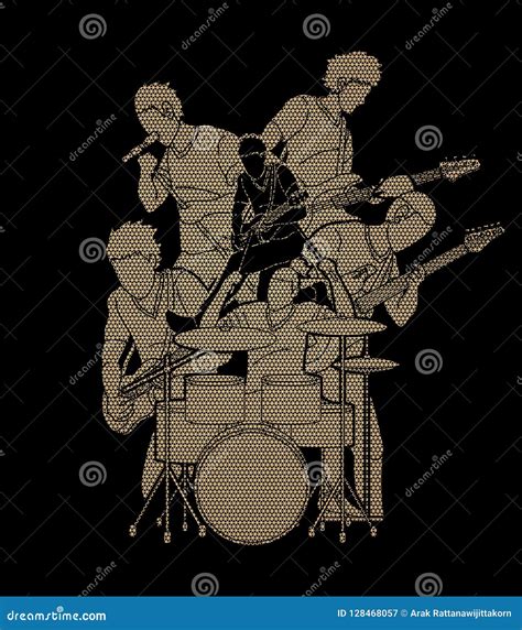 Musician Playing Music Together Music Band Graphic Vector Stock Vector