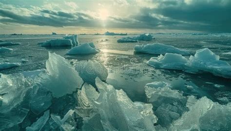 A Large Ice Block Floating In The Ocean By Ai Generated Image Stock