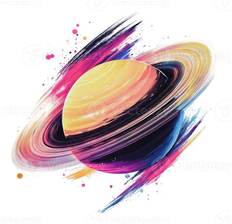 Colorful Illustration Of Saturn Floating In Space 52655586 Png