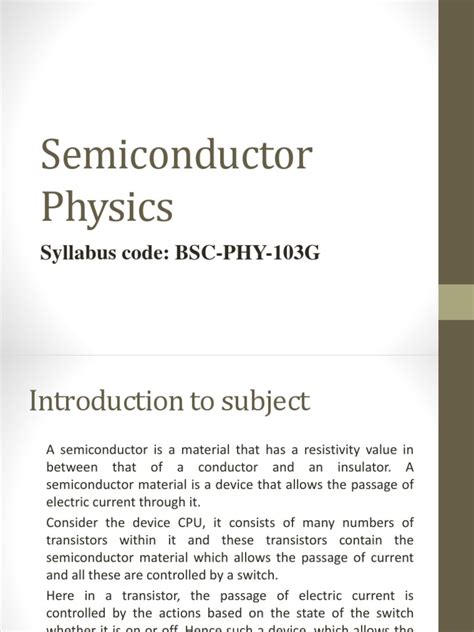 Semiconductor Physics Syllabus Pdf Semiconductors Schrödinger
