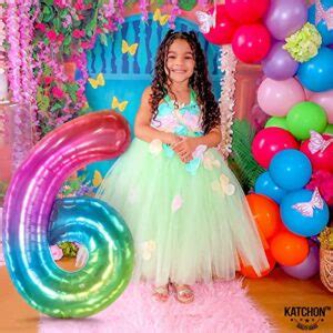 KatchOn Giant Rainbow Number 6 Balloon 40 Inch Rainbow 6 Balloon