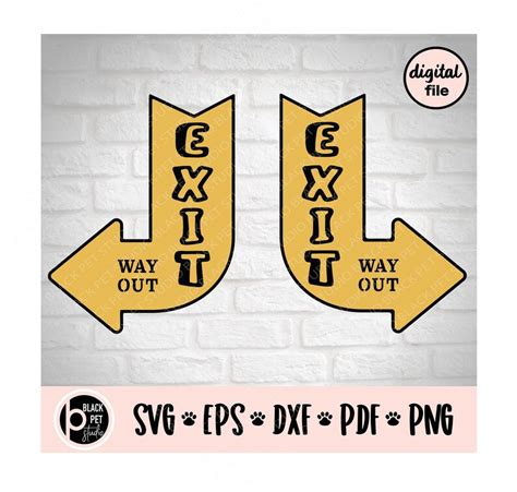 Exit Sign Svg Wall Decal SVG Multilayer SVG Vector File Pdf Png Print Files DXF File