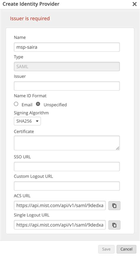 Configuring Okta Admin SSO Mist