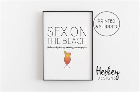 Cocktail Print Sex On The Beach Alcohol Print Kitchen Wall Etsy