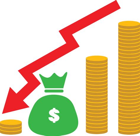 Icône De Réduction Dargent Sur Fond Blanc Revenu Réduire Signe Logo De Risque Financier