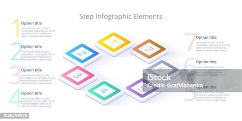 비즈니스 프로세스 차트 7 단계 세그먼트와 인포 그래픽입니다 아이소메트릭 3d 기업 타임 라인 Infograph 요소입니다 회사 프레 젠 테이 션 슬라이드 템플릿입니다 현대