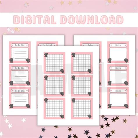 Kawaii Printable Memo Sheets Cute Memo Pads Digital Download Kawaii Stationary Puppy