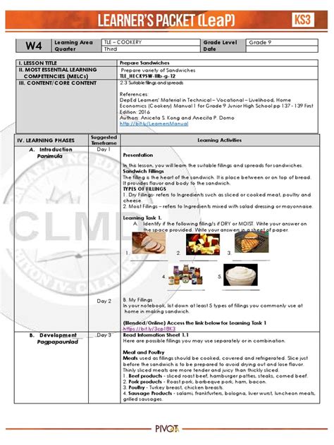 Tle Cookery9 Week4 Pdf Sausage Hamburgers