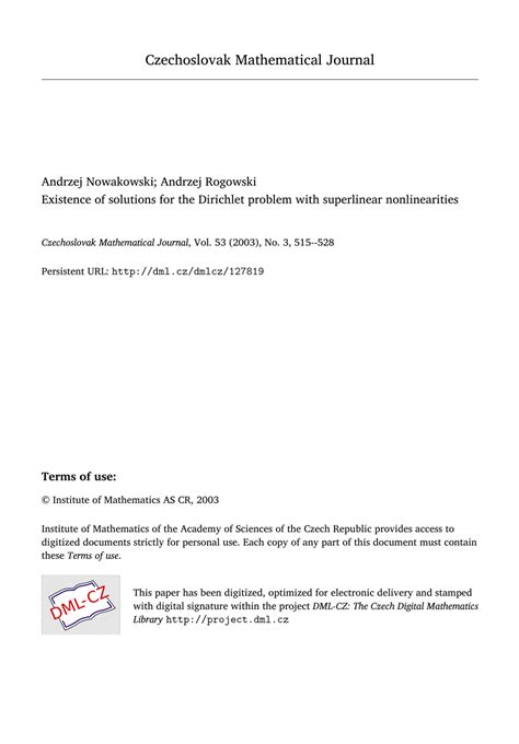 Pdf Existence Of Solutions For The Dirichlet Problem With Superlinear Nonlinearities