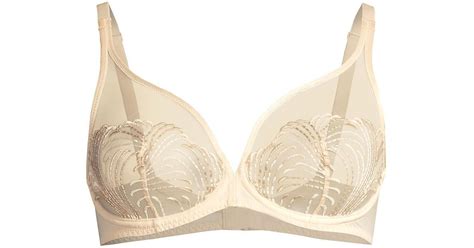 Simone Perele Tulle Nuance Sheer Plunge Bra In Pearl Natural Lyst