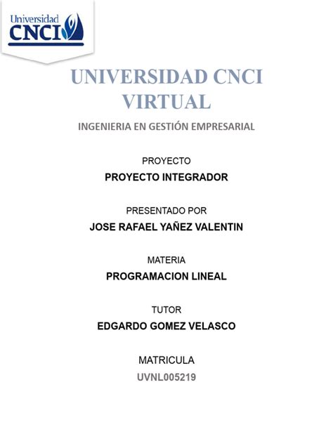 Proyecto Modular Programacion Lineal Pdf Programación Lineal