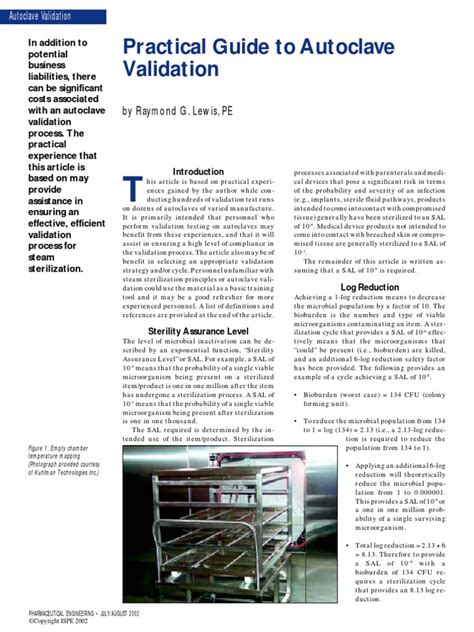 Practical Guide To Autoclave Validation Pdf Chemistry Applied And