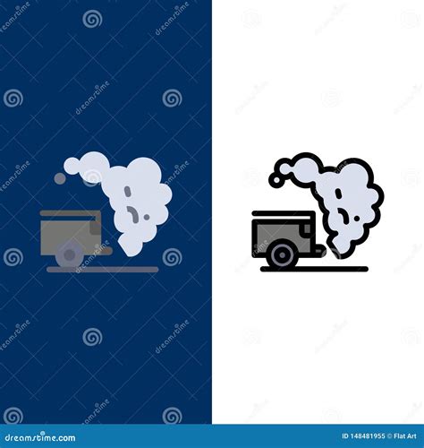 Dump Environment Garbage Pollution Icons Flat And Line Filled Icon Set Vector Blue