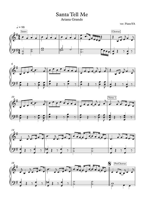 Ariana Grande Santa Tell Me Super Easy Sheet By PianoYA