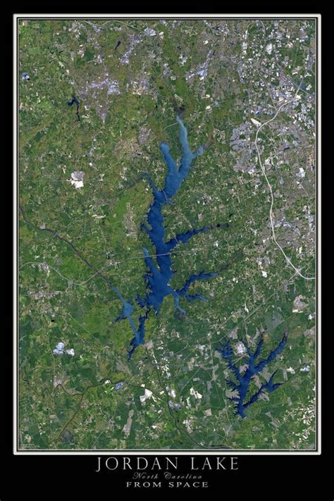 Jordan Lake North Carolina From Space Satellite Poster Map