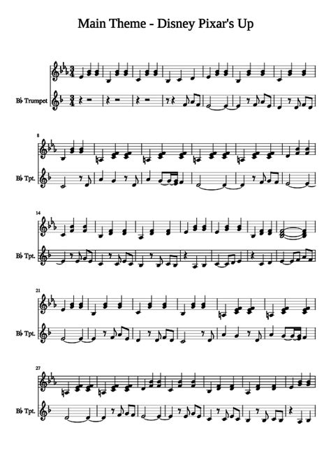 Main Theme Disney Pixars Up Sheet Music For Trumpet In 55 Off