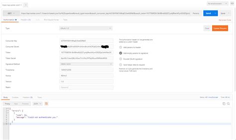 Json Cannot Connect To Twitter Api From Postman Stack Overflow