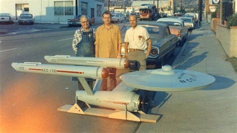 Photo Of Original Star Trek Enterprise Model With The Men Who Built It