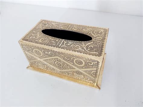 Vintage Solid Brass Tissue Box Cover Hollywood Regency Gold Etsy