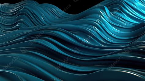 3d レンダリングで流れるような有機的な線が描かれた青とシアンの金属表面 Powerpoint の背景を無料でダウンロード Slidesdocs