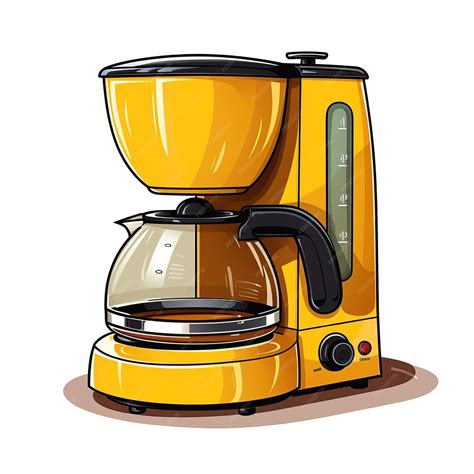 Premium Vector Yellow Color Coffee Maker Cartoon Vector White Background