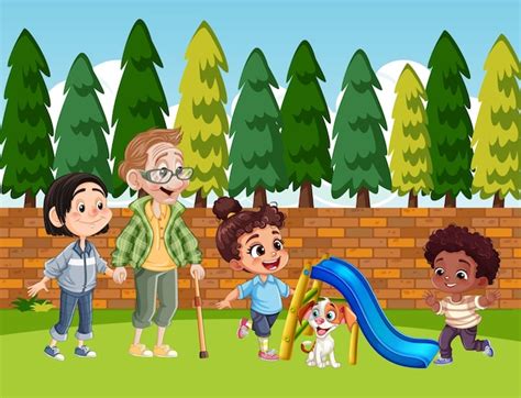 Família feliz no jardim Vetor Grátis