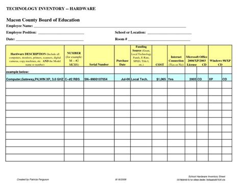Technology Inventory Spreadsheet Db Excel Com