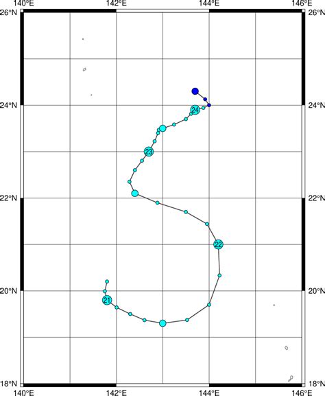 Digital Typhoon Typhoon 196709 Dot Detailed Track Information