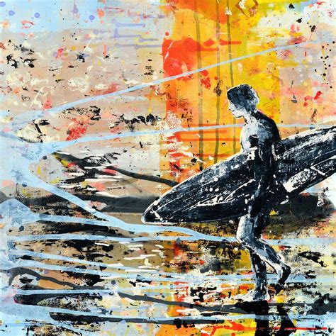 Surfer Art Surf Painting Sports Art Print Drip Art Beach Artwork