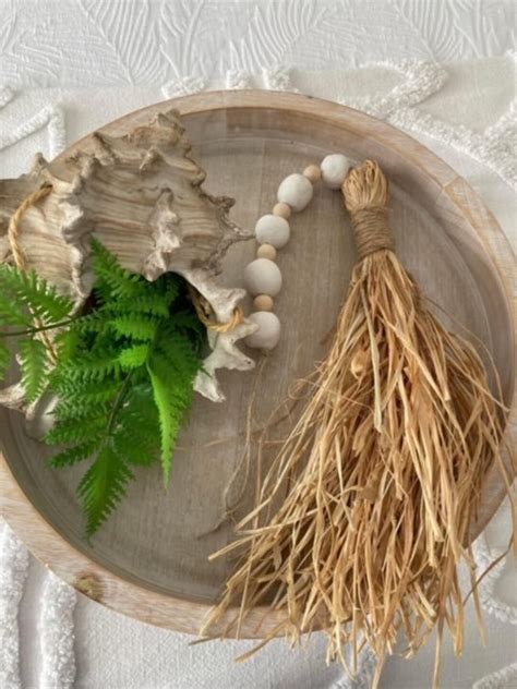 Clay Beaded Raffia Tassel Etsy