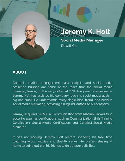 Professional Bio Template For Consultant In Word Download