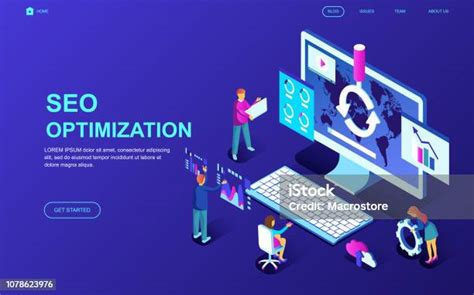 Konsep Isometrik Desain Datar Modern Seo Analisis Dihiasi Karakter