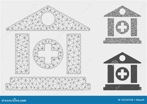 Hospital Vector Mesh Carcass Model And Triangle Mosaic Icon Stock