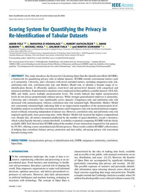 Pdf Scoring System For Quantifying The Privacy In Re Identification