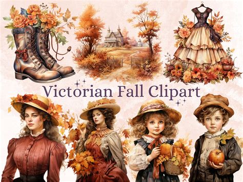 Watercolor Victorian Fall Clipart Creative Market